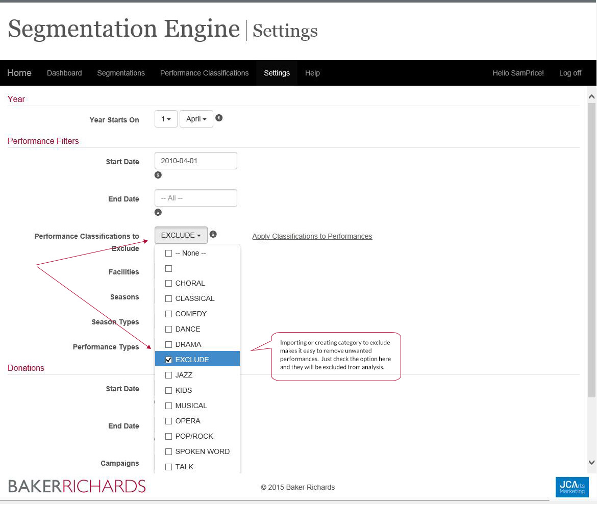 22 B Performance Filters Performance Classifications To Exclude Arts
