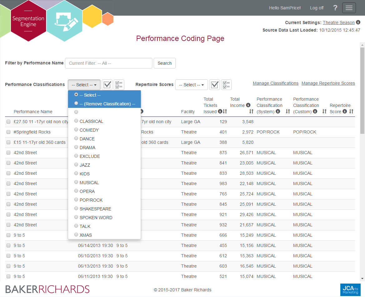Performance Classification 8 Arts Engines